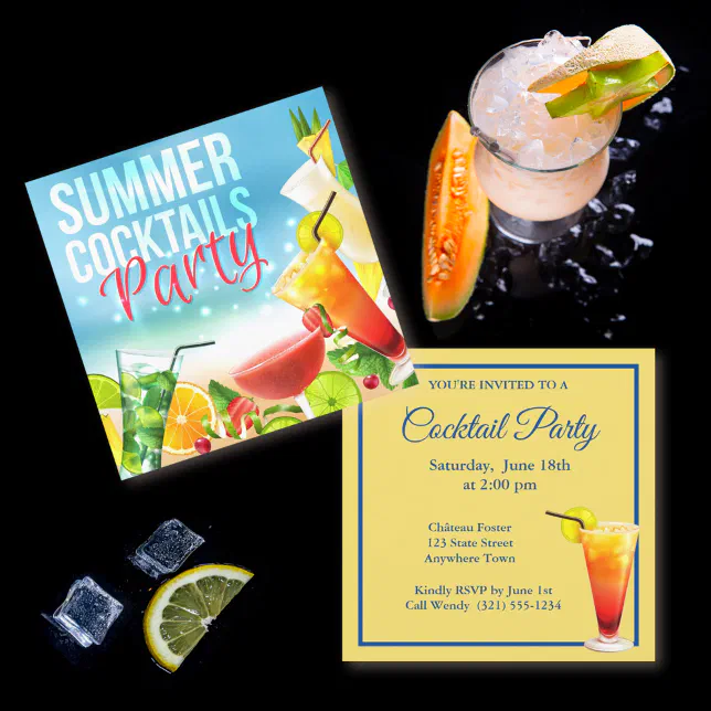 Summer Cocktail Mixer Party Invitation | Zazzle