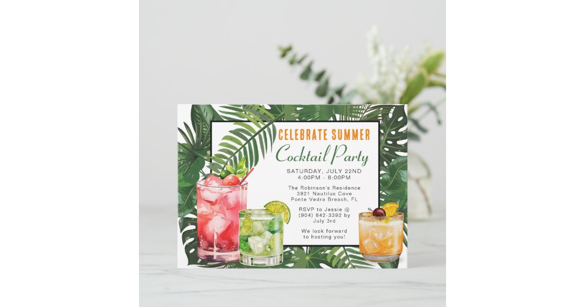 Summer Cocktail Party Invitation | Zazzle