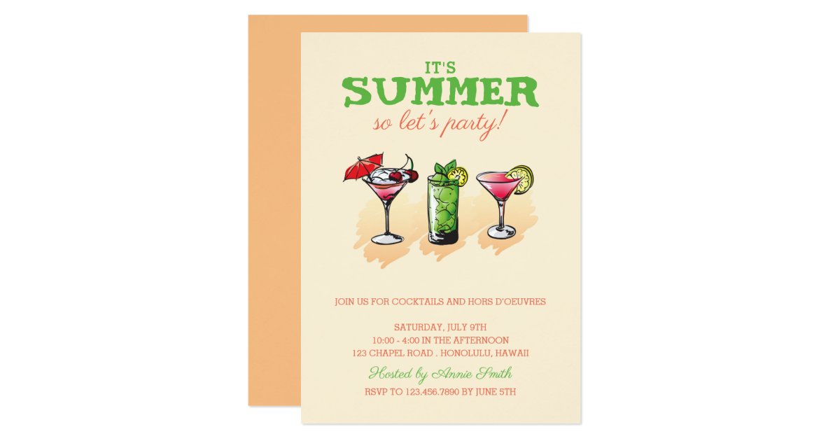 Summer Cocktail Party Invitation | Zazzle.com