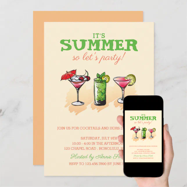 Summer Cocktail Party Invitation | Zazzle
