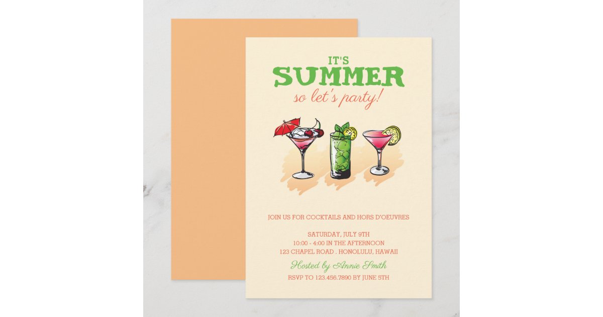 Summer Cocktail Party Invitation | Zazzle
