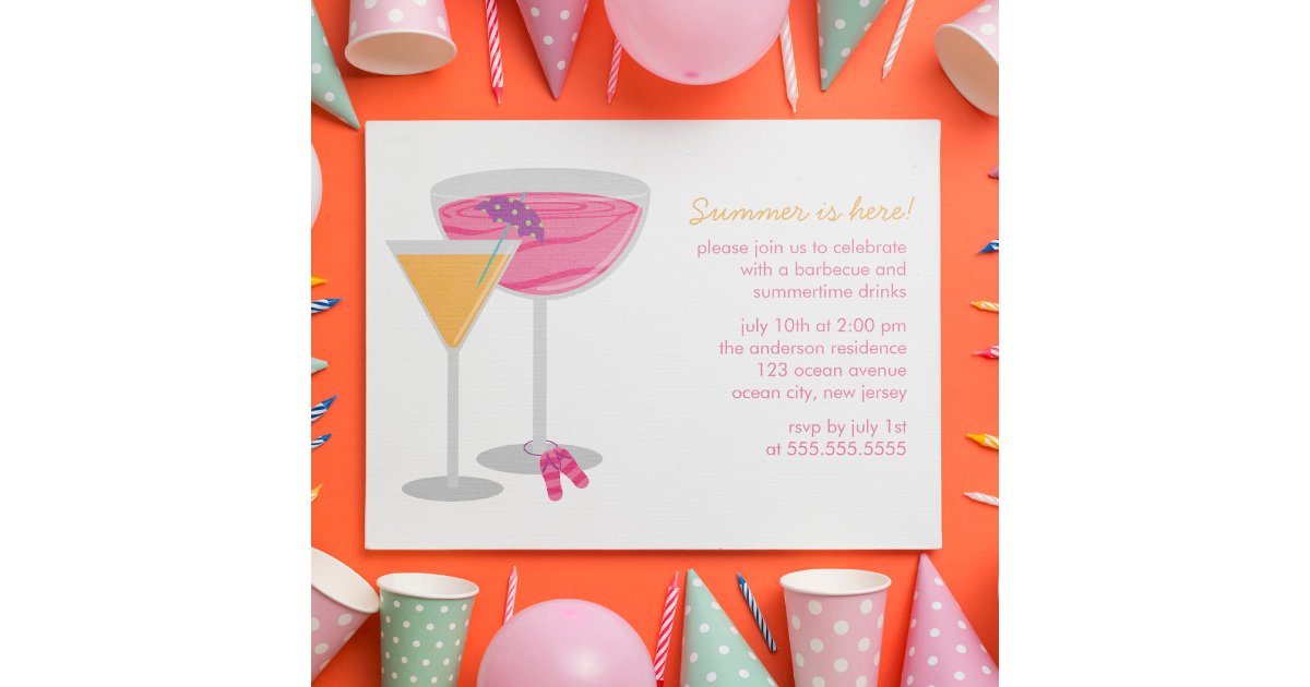 Summer Cocktail Party Invitations | Zazzle