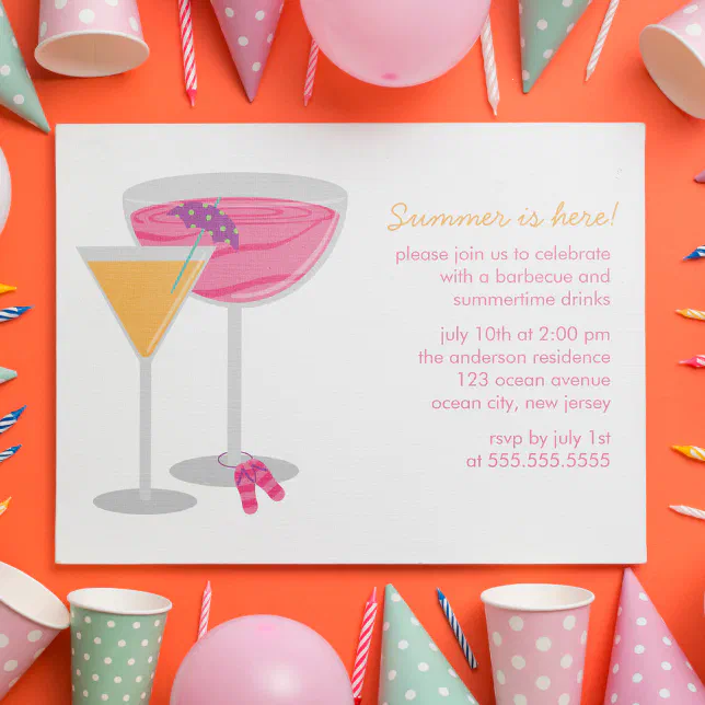 Summer Cocktail Party Invitations | Zazzle
