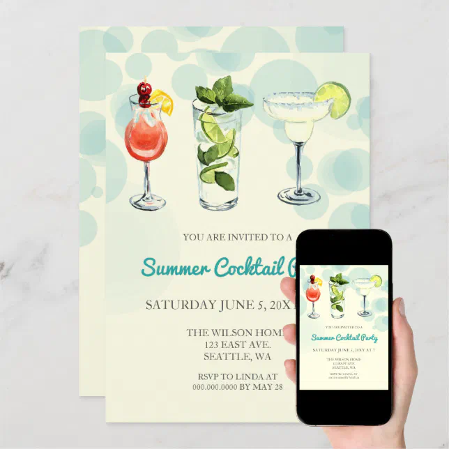 Summer Cocktail party Invitations | Zazzle