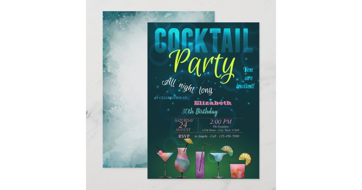 Summer, Cocktail, Pool Birthday Party Invitation | Zazzle