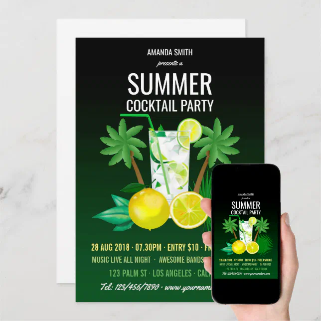 Summer Cocktails Party Invitation | Zazzle