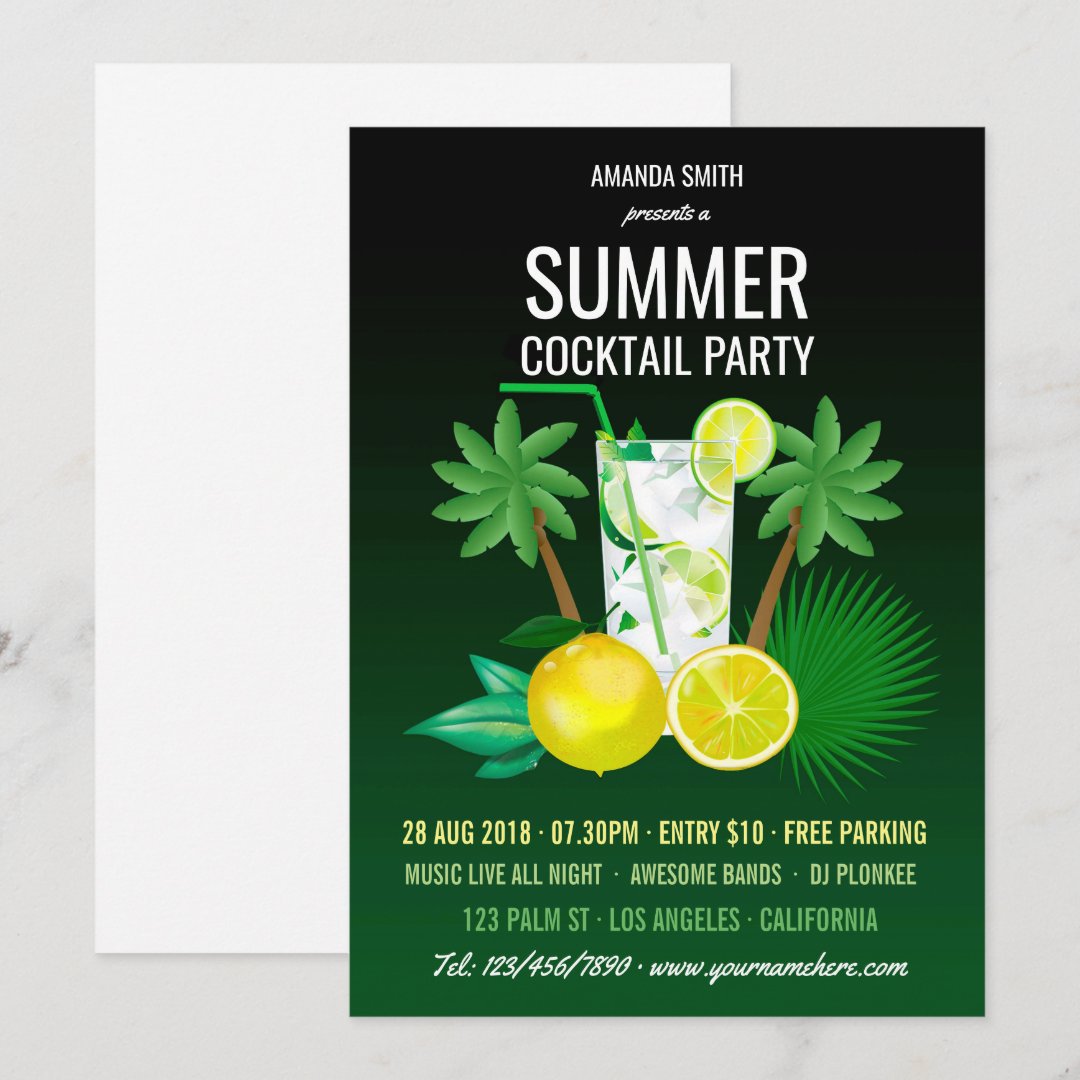 Summer Cocktails Party Invitation | Zazzle