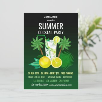 Summer Cocktails Party Invitation | Zazzle