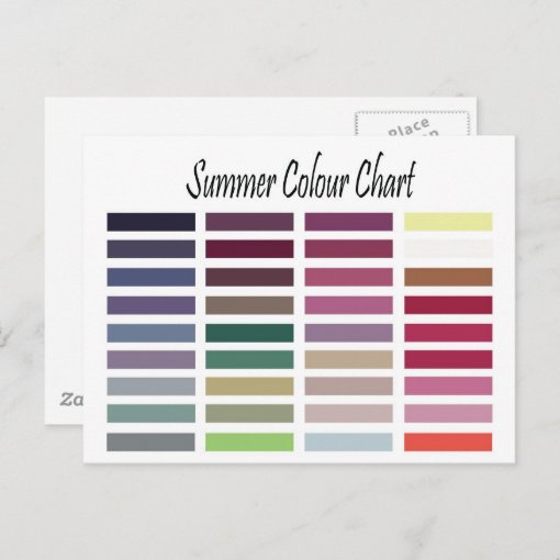Summer Color Chart Postcard | Zazzle