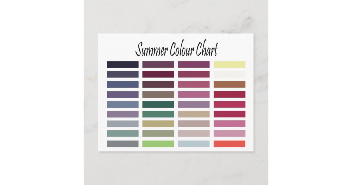Summer Color Chart Postcard | Zazzle