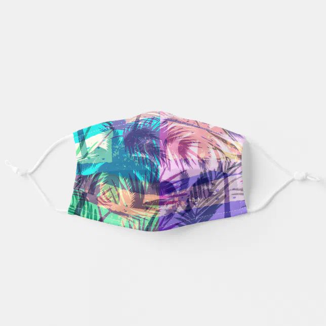 Summer Colors Abstract Palm Trees Tropical Plants Adult Cloth Face Mask ...