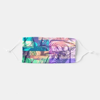 Summer Colors Abstract Palm Trees Tropical Plants Adult Cloth Face Mask ...