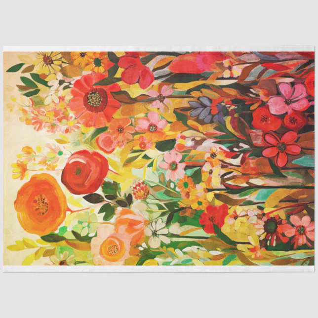 Summer Colors Flower Abstract Painting Decoupage Tissue Paper | Zazzle