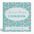 Summer cookbook starfish pattern blue recipes 3 ring binder | Zazzle