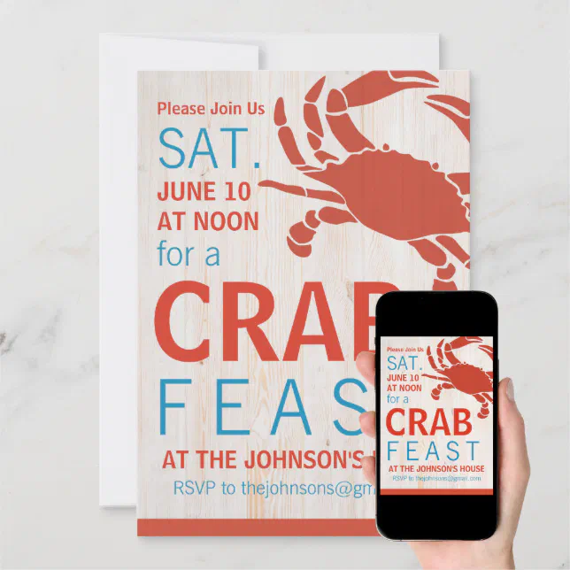 Summer Crab Feast Party Invite | Zazzle