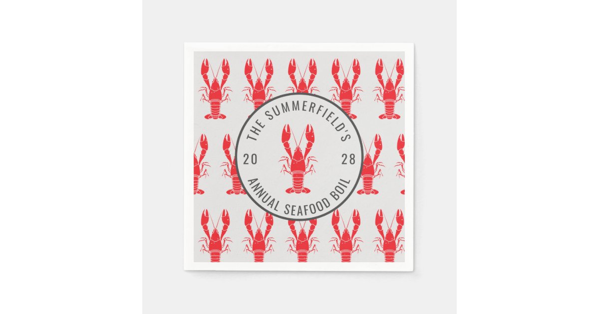 Summer Crawfish Boil Lobster Seafood Party Paper Napkins | Zazzle