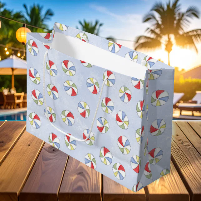 Summer Cute Beach Balls Pattern Large Gift Bag | Zazzle