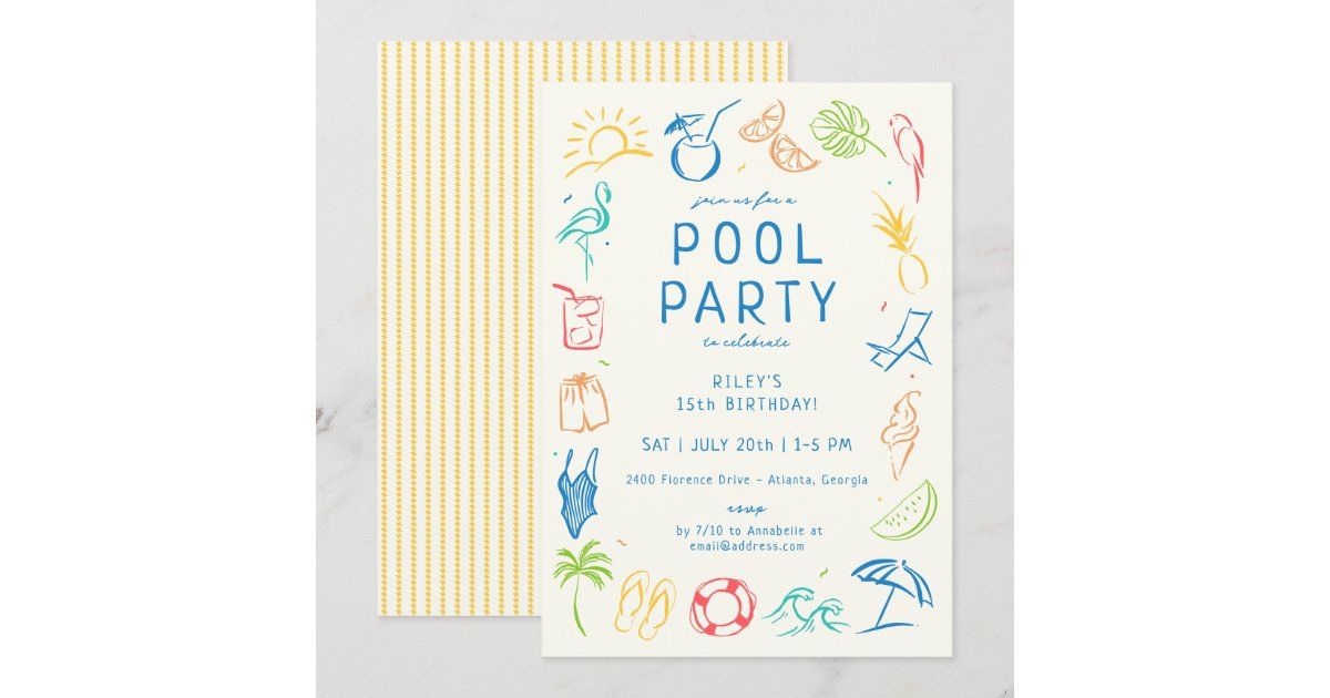 Summer Doodle Party Invitation | Zazzle