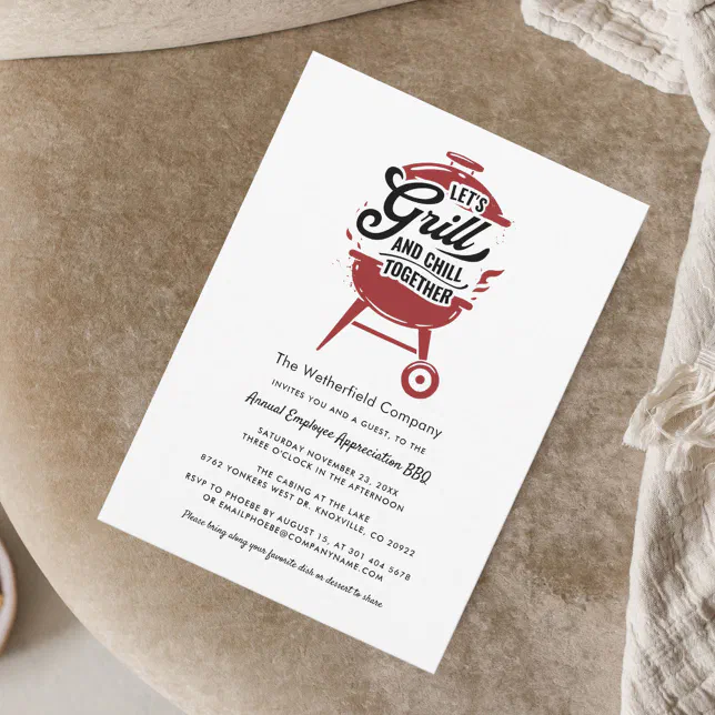 Summer Employee Appreciation BBQ Grill and Chill Invitation | Zazzle