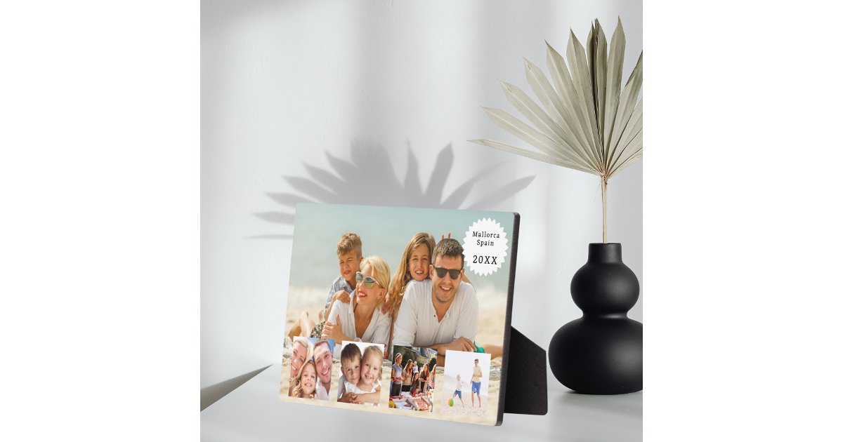 Summer family vacation photo collage plaque | Zazzle