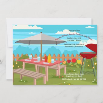 Summer Father's Day Picnic Invitation | Zazzle