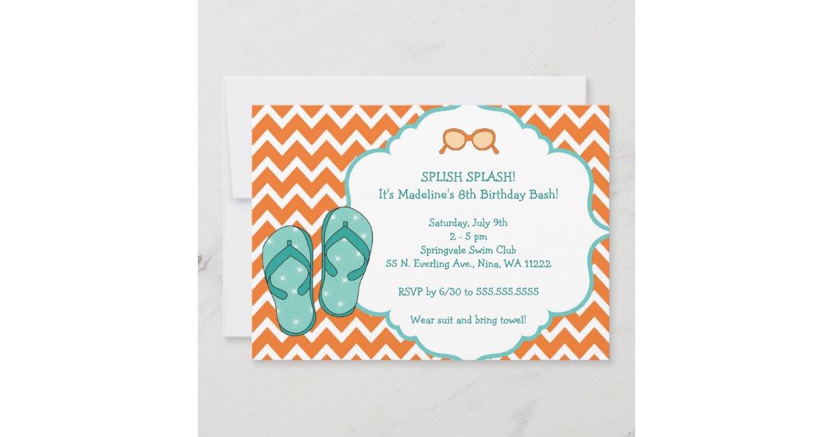 Summer Flip Flop Birthday Party Invite | Zazzle