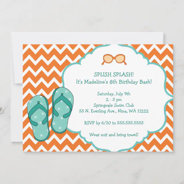 Summer Flip Flop Birthday Party Invite | Zazzle