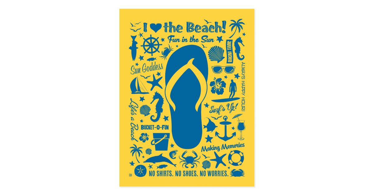 Summer Flip Flop Pattern Postcard | Zazzle.com