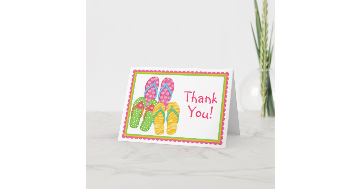 Summer Flip Flops Thank You Card | Zazzle