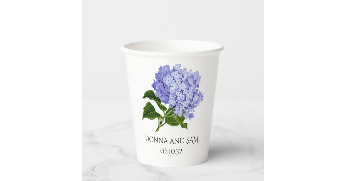 Summer Floral Hydrangea Wedding Paper Cups | Zazzle