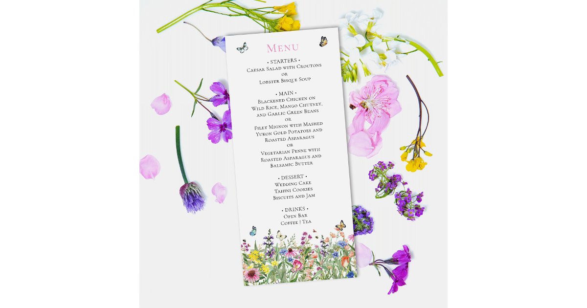 Summer Floral Menu | Zazzle