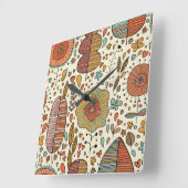 Summer floral pattern made of leaves square wall clock | Zazzle