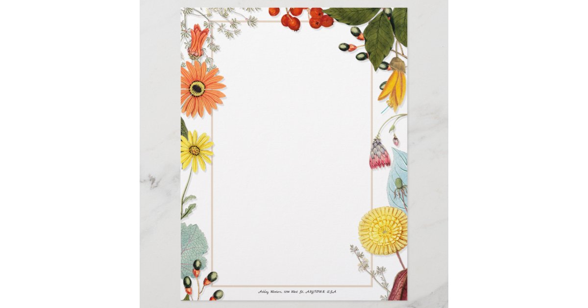 Summer Floral Personalized Letterhead | Zazzle