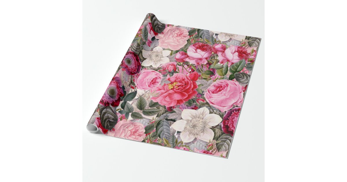 Summer Flower Roses Pattern Wrapping Paper | Zazzle