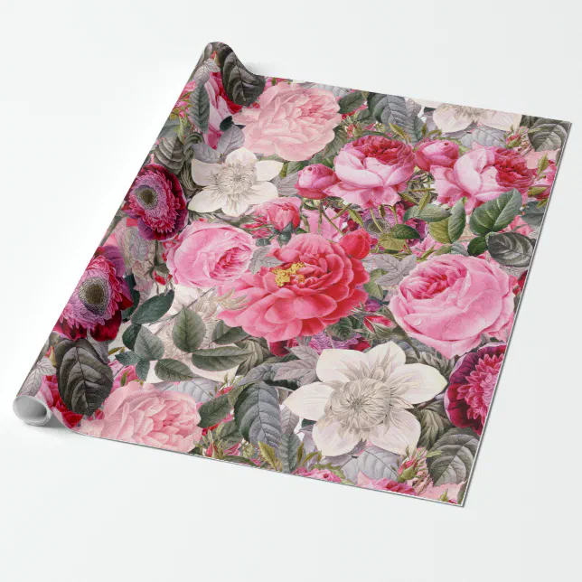 Summer Flower Roses Pattern Wrapping Paper | Zazzle