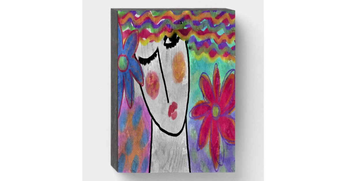 Summer Flowers Abstract Digital Painting Wooden Box Sign | Zazzle