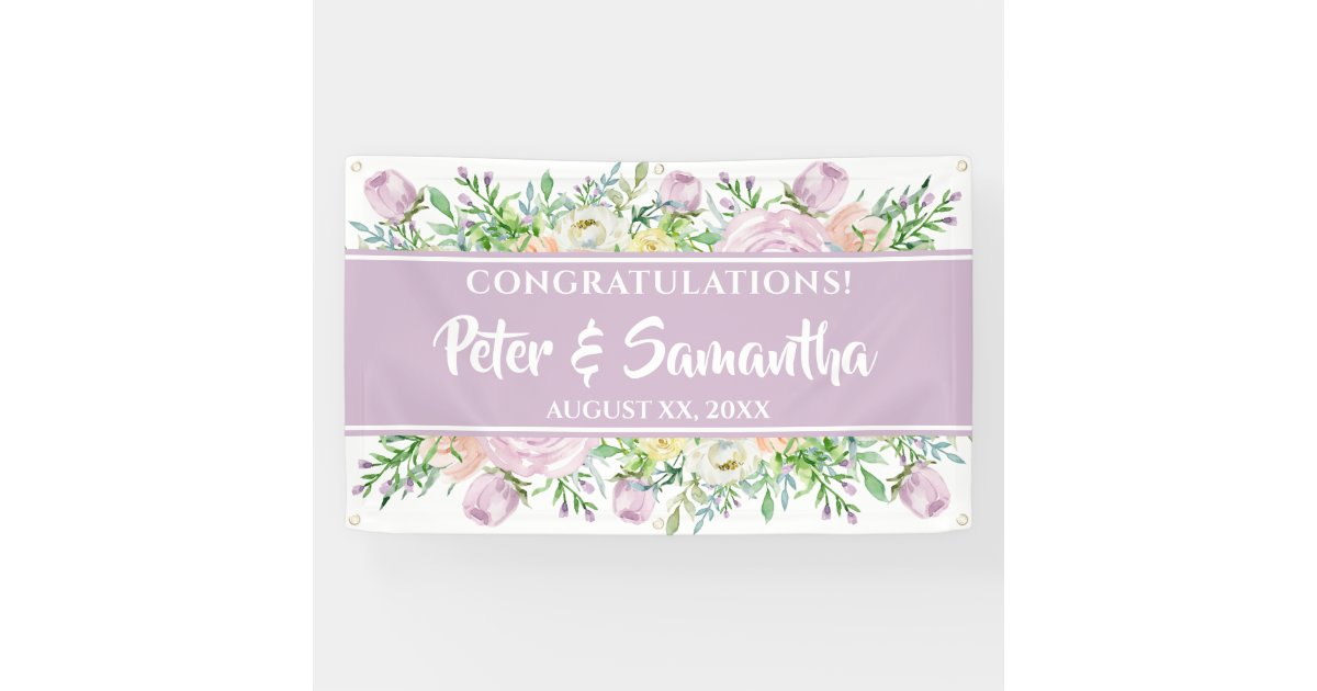 Summer Flowers Wedding Congratulations Banner | Zazzle