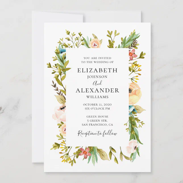Summer flowers wedding invitation. Spring floral Invitation | Zazzle