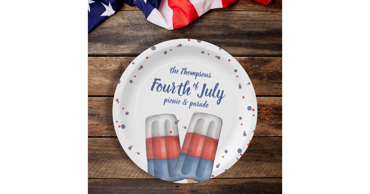 Summer Fourth of July Custom Cute Paper Plates | Zazzle