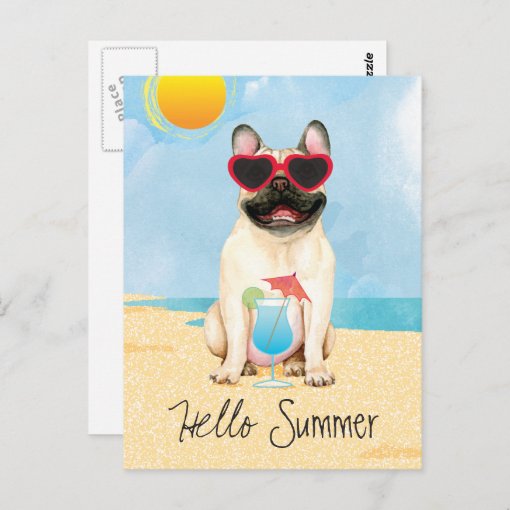 Summer French Bulldog Postcard | Zazzle