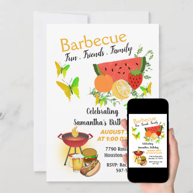 Summer Friends Family Birthday Barbecue Invitation | Zazzle