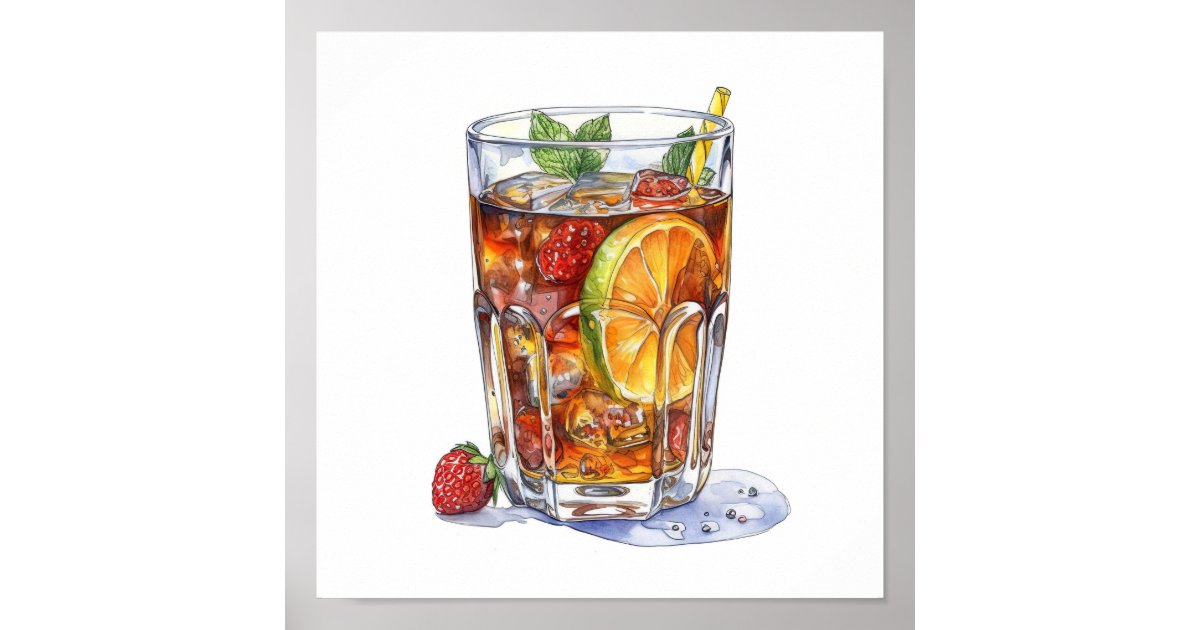 Summer Fruit Cocktail Art Poster | Zazzle