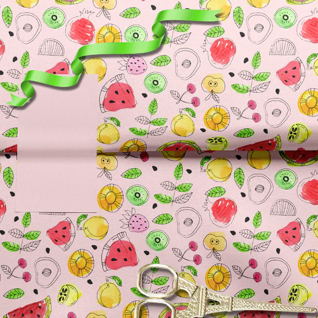 Summer Fruit Pattern | Light Pink Tissue Paper | Zazzle