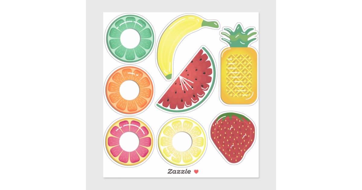 Summer Fruits Pool Floats Sticker | Zazzle
