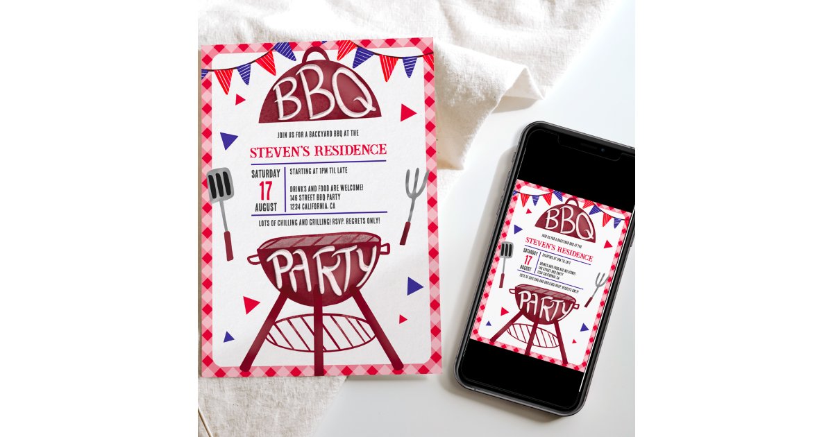 Summer fun backyard bbq grill 4th of July Invitation | Zazzle