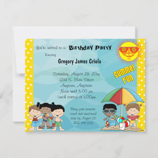 Summer Fun Birthday Invitation | Zazzle