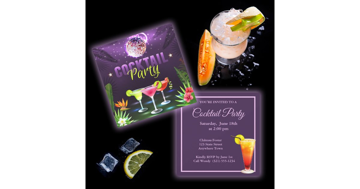Summer Fun Disco Cocktail Mixer Party Invitation | Zazzle