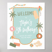 Summer Fun Girl Pool Birthday Party Welcome Sign | Zazzle
