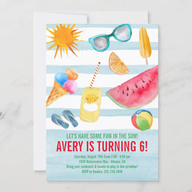 Summer Fun in the Sun Birthday Party Invitation | Zazzle