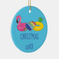Summer Fun Pool Float Themed Christmas Ceramic Ornament | Zazzle